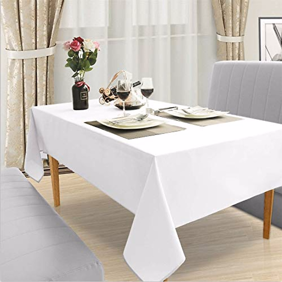 TANIASH 6 Pack White Tablecloths for Rectangle Tables 60 x 102 Inch,Wrinkle Resistant Polyester Table Cloth for 6 Foot Table,Great for Wedding Banquet Restaurant/Parties/Baby Shower