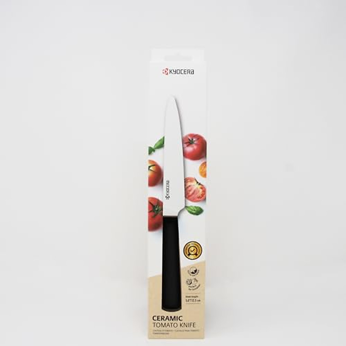 Kyocera INNOVATIONwhite 5" Ceramic Tomato Knife - White Z212 Micro Serrated Blade with Non-Slip Black Handle