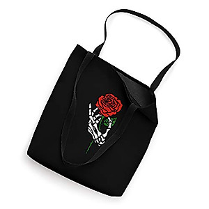 Skeleton Hand Holding Rose, Traditional Tattoo Gifts Black Tote Bag