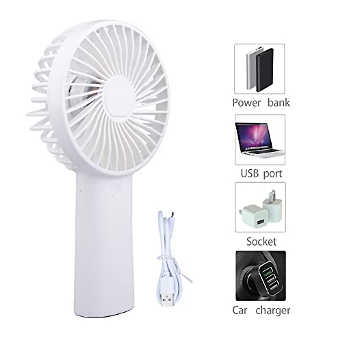 WANGDAJIEDIAN Handheld Fan, Portable Fan with USB Rechargeable Battery, 3 Speed 8-20 Hours Working Time for Indoor, Outdoor, Makeup, Travelling, Camping, Summer Gift for Men Women