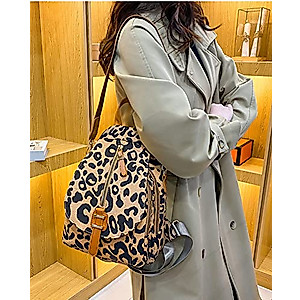 Tekzitfuir Women's Leopard Backpack Water Resistant Travel Bag Student Anti-theft Daypack Teen Girls Satchel Bag Daypack (2 zipper)