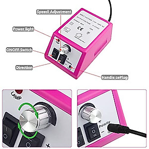 Professional Electric Nail Drill Machine Nail Clippers Set Nail Filer Electric and Nail Cutter for Acrylic Gel Nails Nails File Manicure Set with 206 PCS Sanding Bands Work for Home and Salon (Pink)