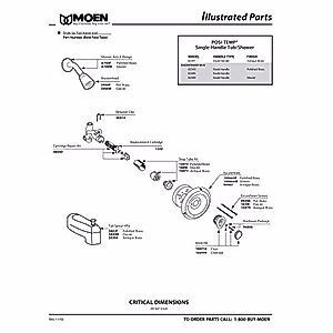 Moen Chateau Collection Replacement Escutcheon for One-Handle Tub and Shower Faucets with PosiTemp One Tub and Shower Replacement Handle Kit, White and Chrome Knob Insert