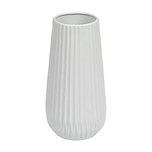 Bloomingville Tall White Ceramic Fluted Vase