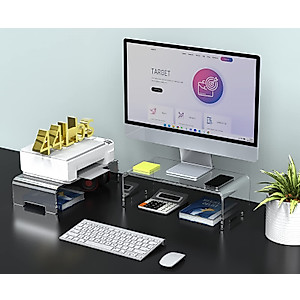 Zimilar 2 Pack Monitor Stand Riser, Acrylic Computer Stand Riser for Computer, Laptop, Printer, Notebook, iMac, Crystal Clear Laptop Stand and Monitor Riser(Large & Small Acrylic)