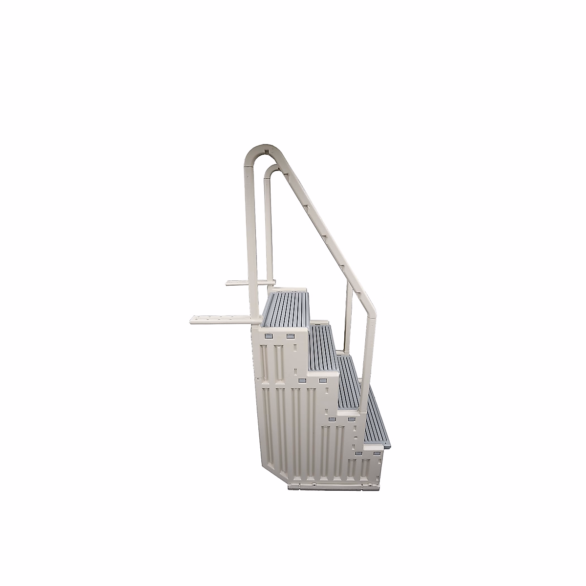 Confer Plastics Step-1X: Sturdy Above Ground Entry System with Dual Handrails and Slip-Resistant Steps, Easy Installation, Supports up to 400 lbs - Proudly Made in USA. Warm Grey with Grey Treads