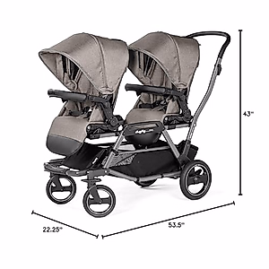 Peg Perego Duette Piroet - Double tandem Stroller - compatible with Primo Viaggio infant car seats - Made in Italy - Atmosphere (Grey)