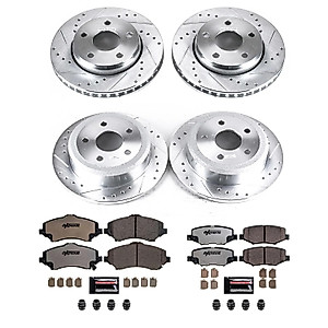 Power Stop Brake Kit For 2007-2018 Jeep Wrangler - Front and Rear Truck & Tow Carbon Fiber Ceramic Pads with Drilled and Slotted Brake Rotors Replacement, K2798-36