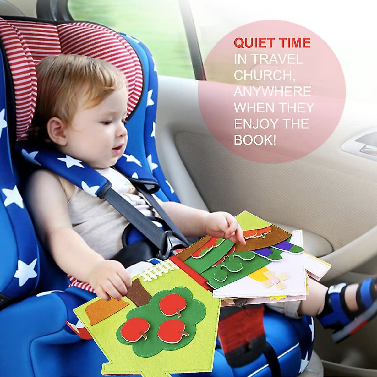 MOVEBO- Quiet Book Toddler Book (My Farm Day),Farm Animals Activity Busy Book,Felt Book,Quiet Book for Toddlers and Children