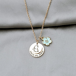 FUSTMW Ohana Necklace You’re My Ohana Pendant Hibiscus Flower Necklace Gifts for Family Best Friends (rose gold)