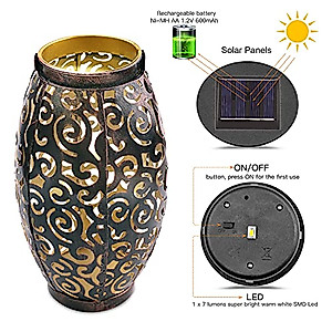 2 Pack Solar Lantern Garden Hanging Outdoor Solar Lights Table Lights for Patio Courtyard Porch Courtyard Pathway Decorative (2 Pack)