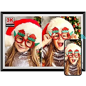 13.5 Inch WiFi Digital Photo Frame 3K IPS LCD Touch Screen, Dual-WiFi Share Photos & Videos Via App or Email, 32GB Storage, Support USB Drive/Mirco SD Card Extend Storage, Light Sensor, Auto-Rotate