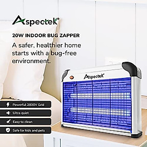 ASPECTEK Powerful 20W Electronic Insect Indoor Zapper, Bug Zapper, Fly Zapper, Mosquito Killer-Indoor Use Including 2 Pack Replacement Bulbs