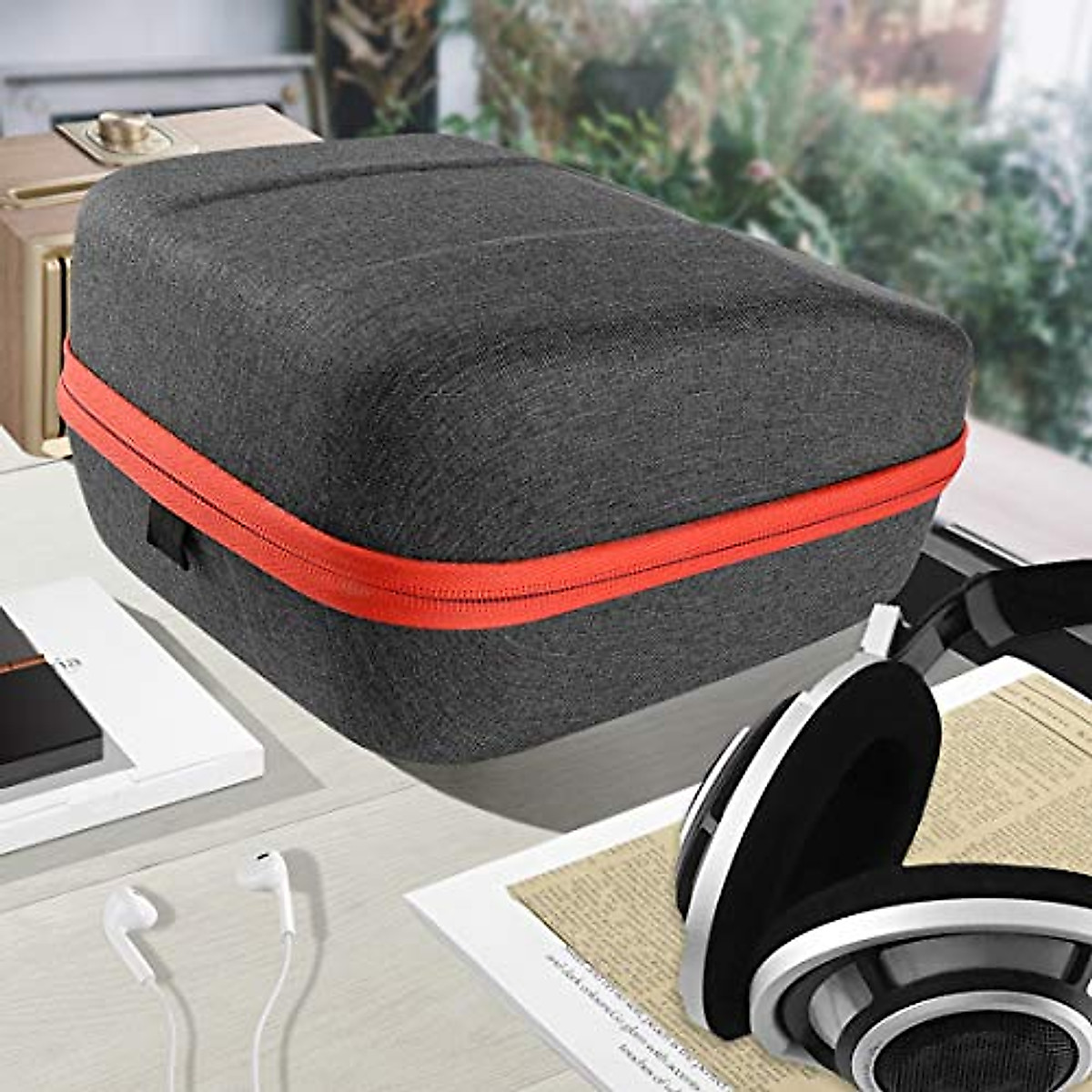 Geekria Shield Case for Large-Sized Over-Ear Headphones, Replacement Hard Shell Travel Carrying Bag with Cable Storage, Compatible with Beyerdynamic DT1990Pro, DT1770Pro Headsets (Dark Grey)