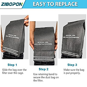 8 Pack 38737 Dust Filter Bags Replacement for Craftsman 2 to 2.5 Gallon Wet/Dry Vacuums and Powerhead Bucket Vac, Part# CMXZVBE38737 / 9-38737, with 3 Retaining Bands