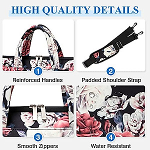 VASCHY Laptop Bag for Women, Water Resistant 15.6in Computer Tablet Carrying Case Sleeve Messenger Shoulder Bag for Work, Floral