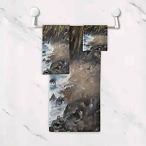 Flradish Lighthouse Towels 3 Pack Bath Towels for Bathroom Set Soft Cotton Highly Absorbent Lightweight & Quickdry Towel Set 1 Bath Towel,1 Hand Towel,1 Washclothe