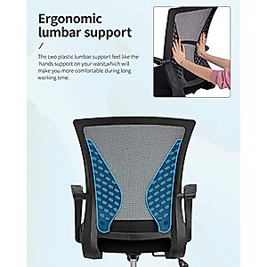 Home Office Chair Mid Back PC Swivel Lumbar Support Adjustable Desk Task Computer Ergonomic Comfortable Mesh Chair with Armrest (Black)