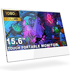 sibolan 15.6“Portable Touchscreen Monitor,Ultra Slim(0.23inch) FHD 1080P Portable Laptop Display,IPS Eye Care Screen with Smart Cover for Mac PC Laptop Phone PS4/5 Xbox Switch-A1C