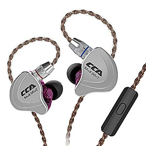 CCA C10 Hybrid in-Ear Earphones, 4BA+1DD HiFi Stereo Deep Bass Noise Isolating Sport IEM Wired Earbuds/Headphones, Stage/Studio in Ear Monitor with Detachable Cable 2Pin 0.75mm (with Mic, Purple)