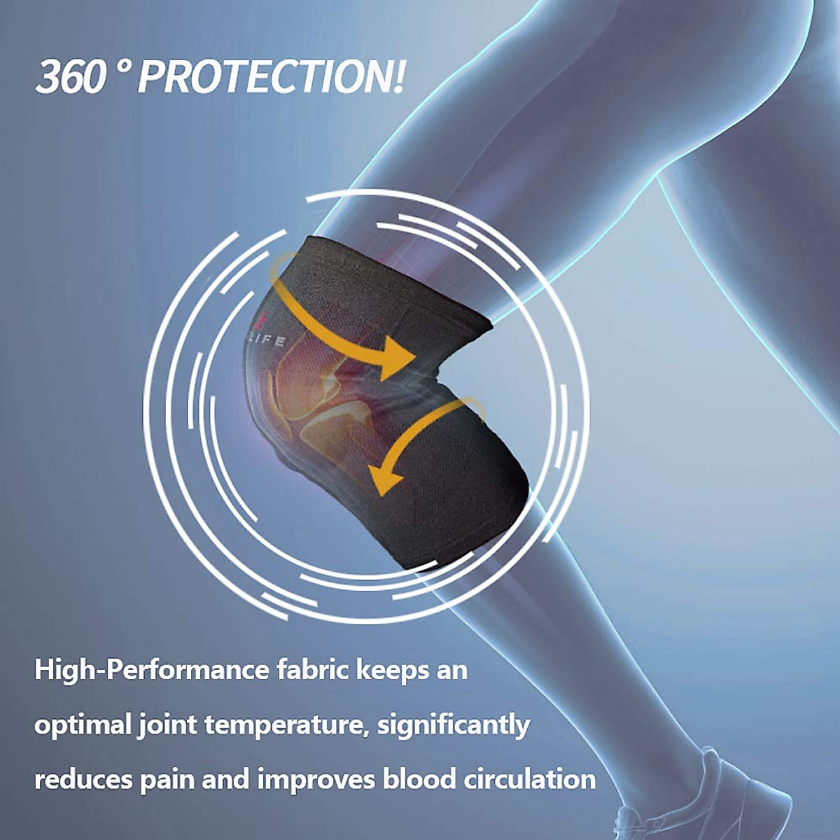 FJZLIFE Knee Support (1 Pair) for Men and Women with Elastic Gel Pads, Professional Knee Brace for Running, Arthritis, Joint Pain Relief, ACL, Meniscus Tear and Injury Recovery