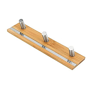 Bamboo Hook Wooden Bathroom Towel Coat Hooks Bathroom Towel Rail Rack Adhesive Rail Rack Hook Wall Mounted Wall Coat Rail Rack Hook Aisle Toilet Stainless Steel