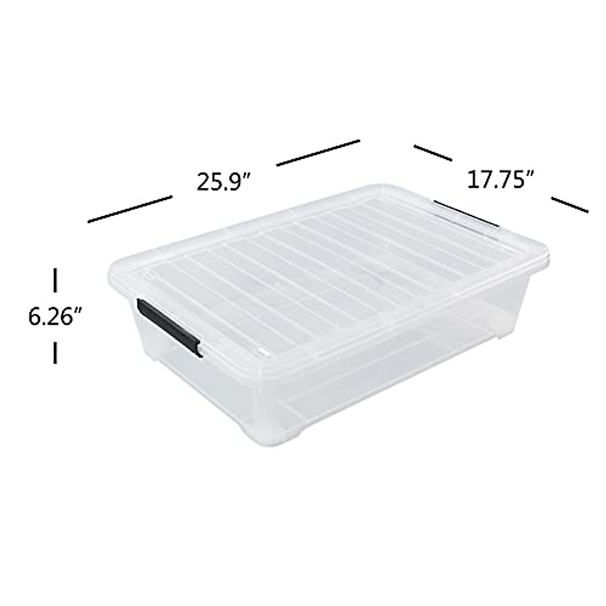 Minekkyes 4-Pack 40 Quart Large Plastic Under Bed Storage Bin, Underbed Box With Wheels/Lids, Clear