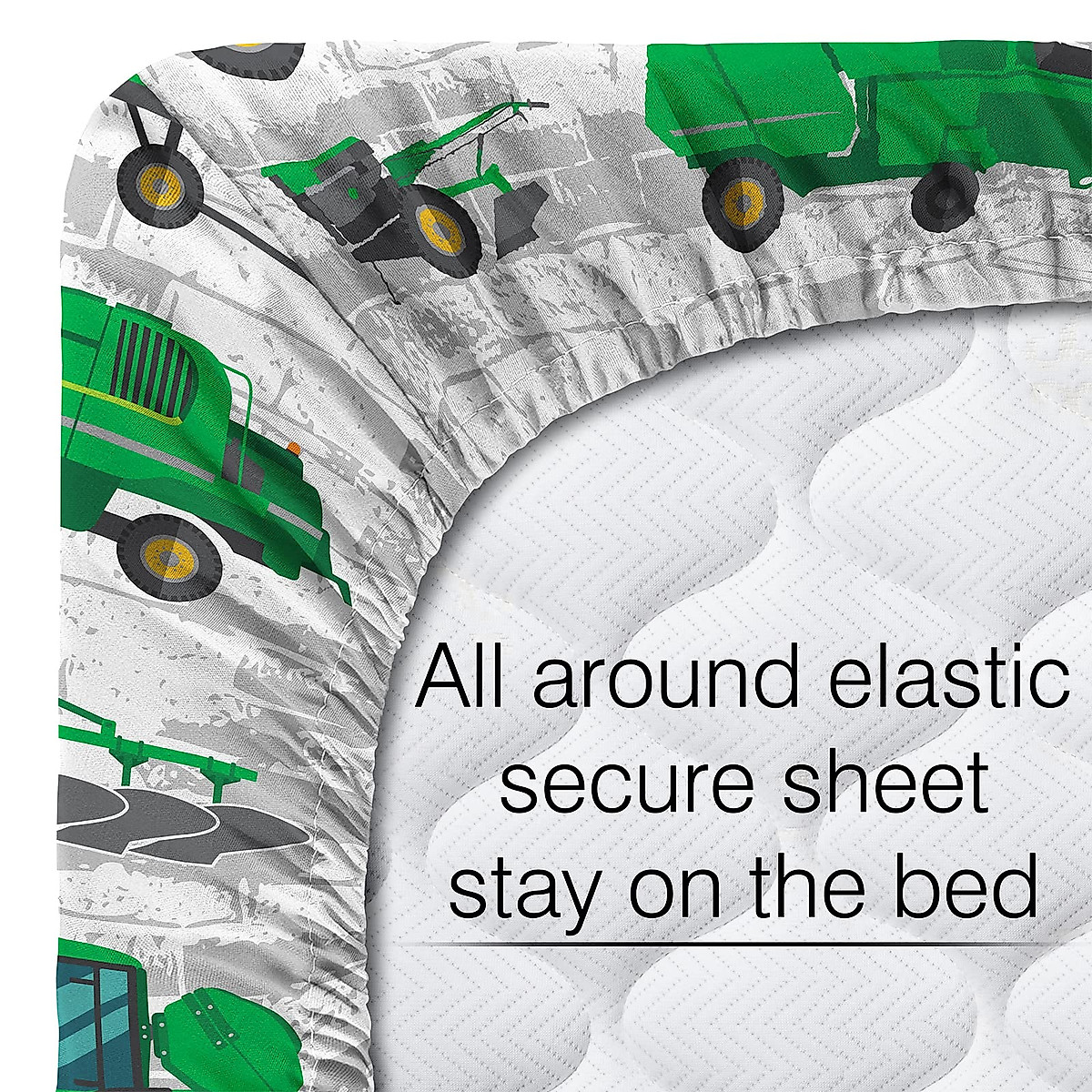 Jekeno Full Size Kids Bedding Sheet Linen Set, Excavator Car Printed Bedroom Decor Bed Sheet Set with Deep Pocket Fitted Sheet + Flat Sheet + 2 PCS Pillowcases for Children Teenager