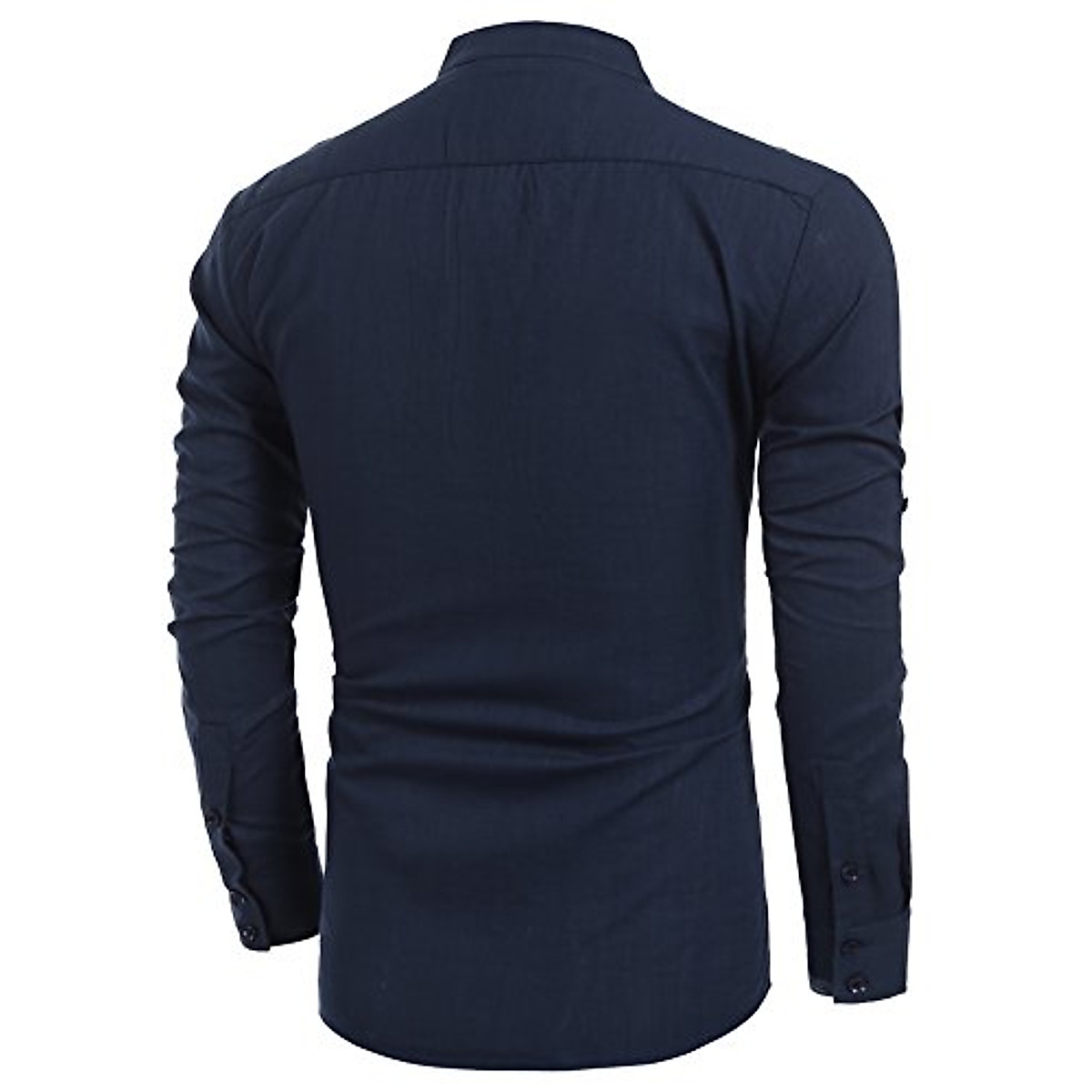 COOFANDY Mens Cotton Linen Henley Hippie Casual Beach T Shirt, Navy Blue, X-Large, Long Sleeve