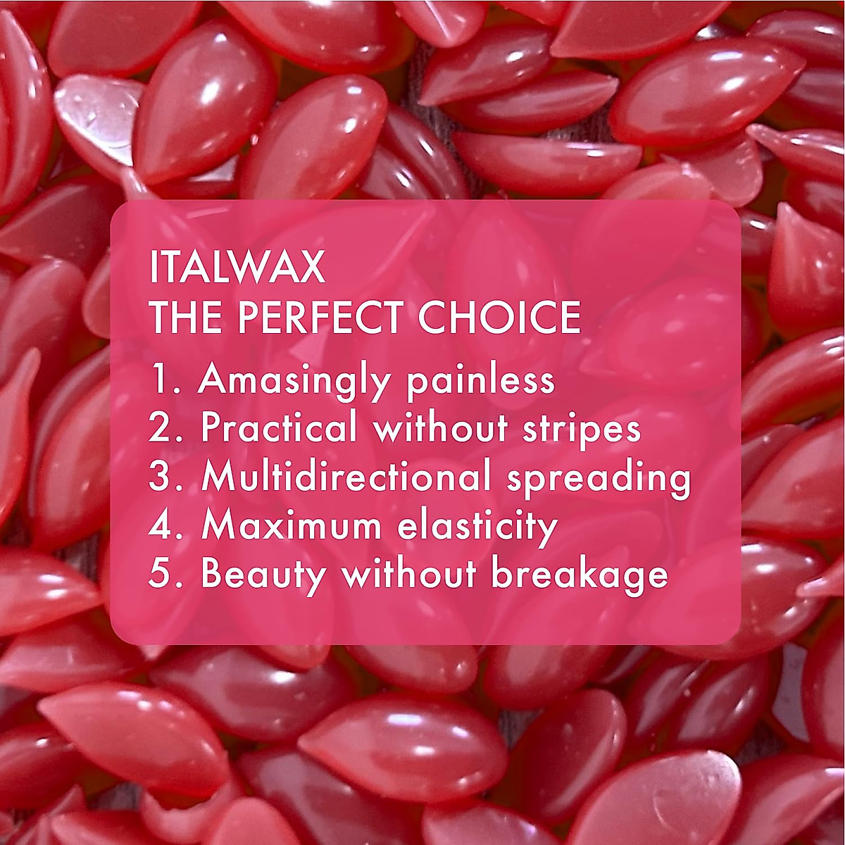 Italwax Rose - 1kg / 2.2lb - Hard wax beads for hair removal - Natural formulation ideal for all skin type - Unscented - Recommended for Bikini Area and Armpits
