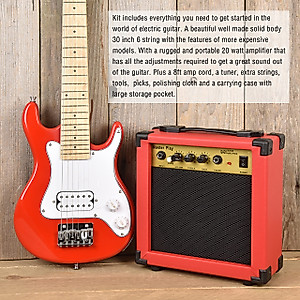 Master Play 30 Inch Electric Guitar,For Kids/beginner With Complete Starter Kit, 20 Watt Amp, 6 Extra String, Picks, Gig Bag, Shoulder Strap, Digital tuner, Cable, Wash Cloth Red