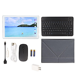 10.1 Inch 2 in 1 Tablet with 5G WiFi and 11.0, GPS, FM, Office Tablet, 4GB RAM, 64GB ROM, Keyboard Mouse (US Plug)