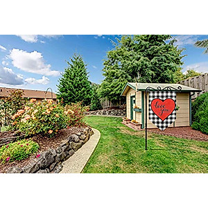 2 Pieces Valentine's Day Garden Flag Home Sweet Home Wedding Flower Welcome Garden Flag Buffalo Plaid Heart House Flag Double Sided Love Yard Flag for Holiday Outdoor Decoration, 12.5 x 18.5 Inches