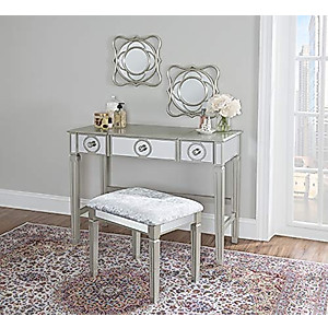 Linon Home Décor Vanity Set Silver