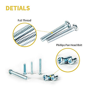 Maexxna 100pcs Nut & Bolt Assortment Sets, Metric Machine Screws Set, Philips&Slot Panhead, Zinc Planted M3 M4 M5 M6, 4 Kinds of Diameter and 6 Kinds of Length