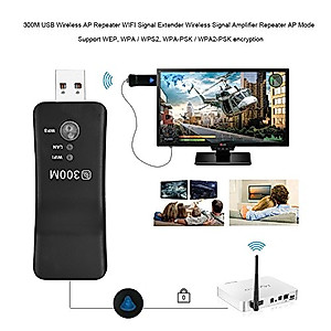 Mini WiFi Range Extender, 300M High Speed USB Wireless Repeater WiFi Booster Signal Amplifier for Smart TV, Laptop, Mobile Phone, Tablet (Black)