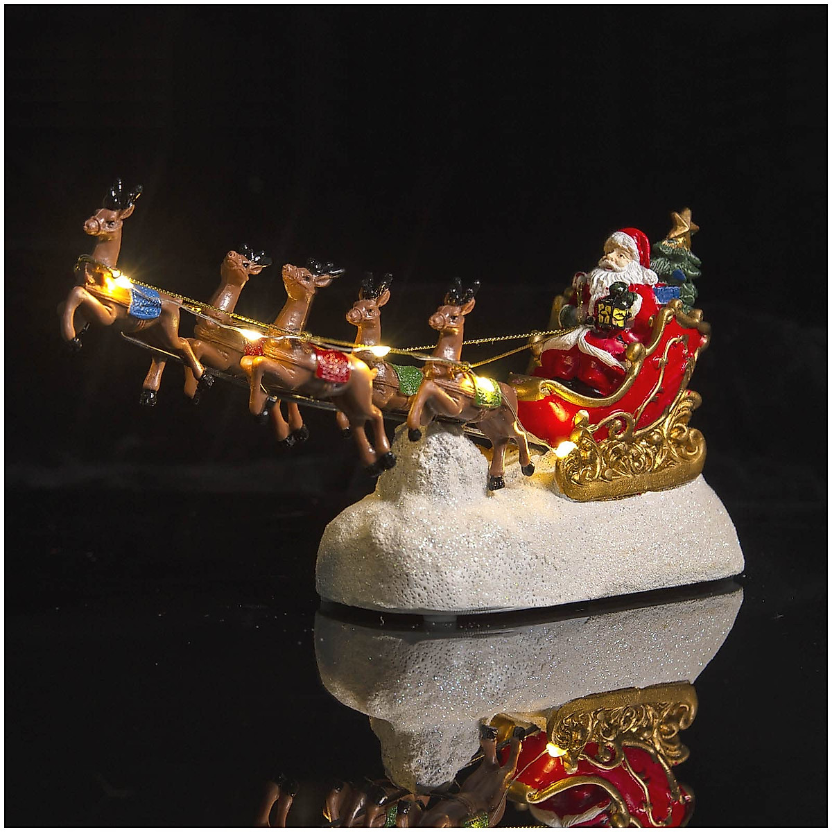 innodept12 Santa's Sleigh and Reindeer Assortment - Christmas Reindeer Car with LED Light UP