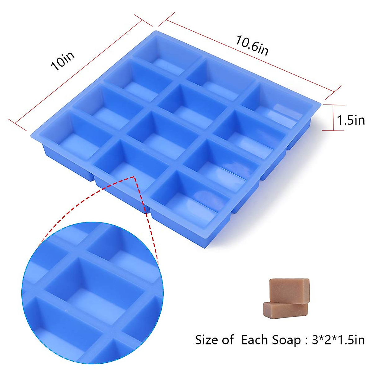 Thick Rectangle Silicone Soap Mold 4oz, 12 Bar Soap Mold for Soap Making, Thick and Durable with Flat Sides and Smooth Lines