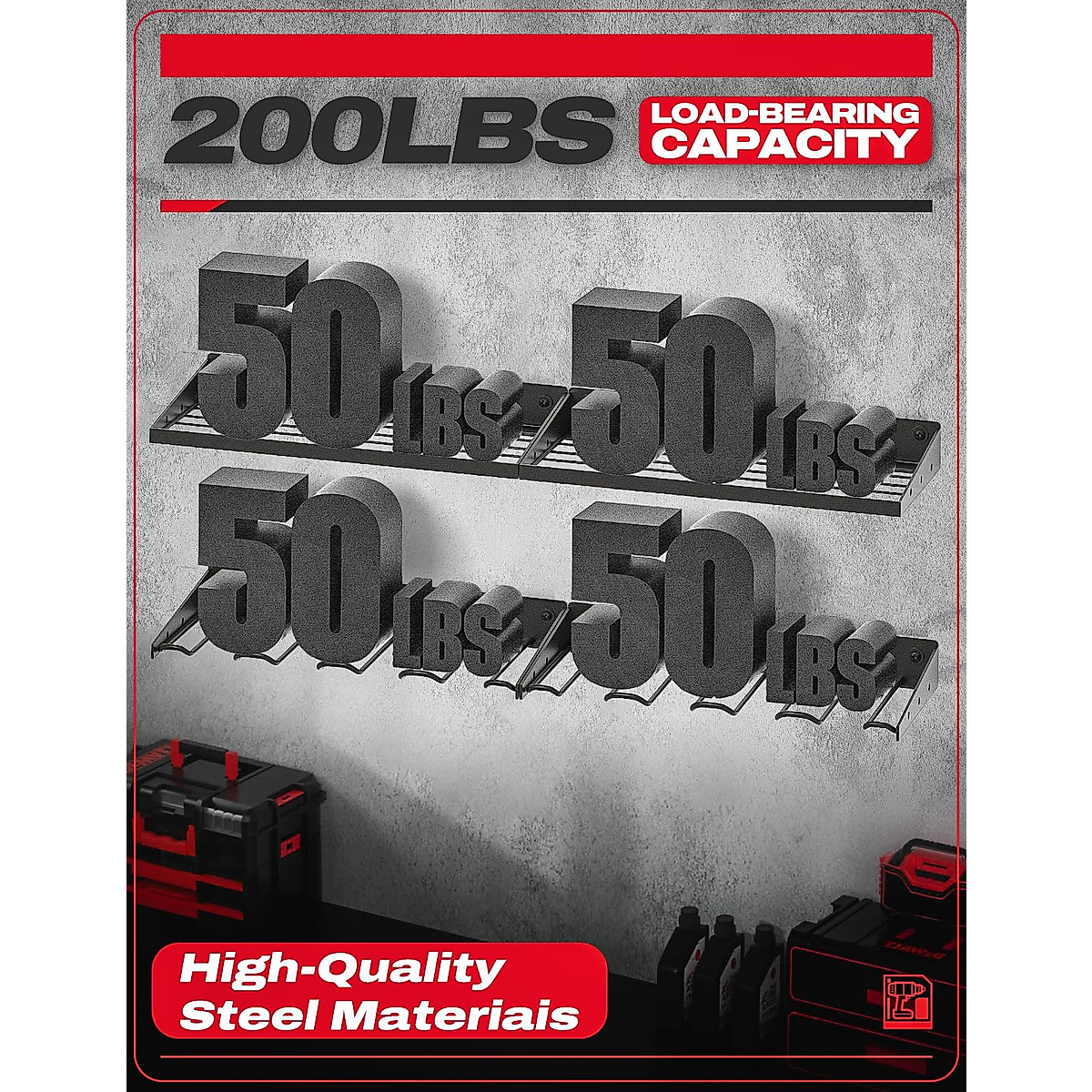 Amoowis Power tool organizer, Drill Holder Wall Mount, Drill Organizer with Charging Station, Tool Storage Rack for Garage Organization, Cordless Drill Holder Heavy Duty Utility Racks 2 pack 4 set