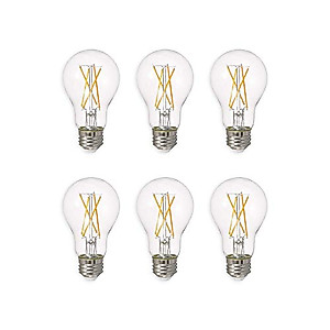 SYLVANIA LED TruWave Natural Series Light Bulb, 60W Equivalent, Efficient 8W A19, Medium Base, Dimmable, 800 Lumens, 2700K, Soft White, Clear - 6 Count (Pack of 1) (40806)