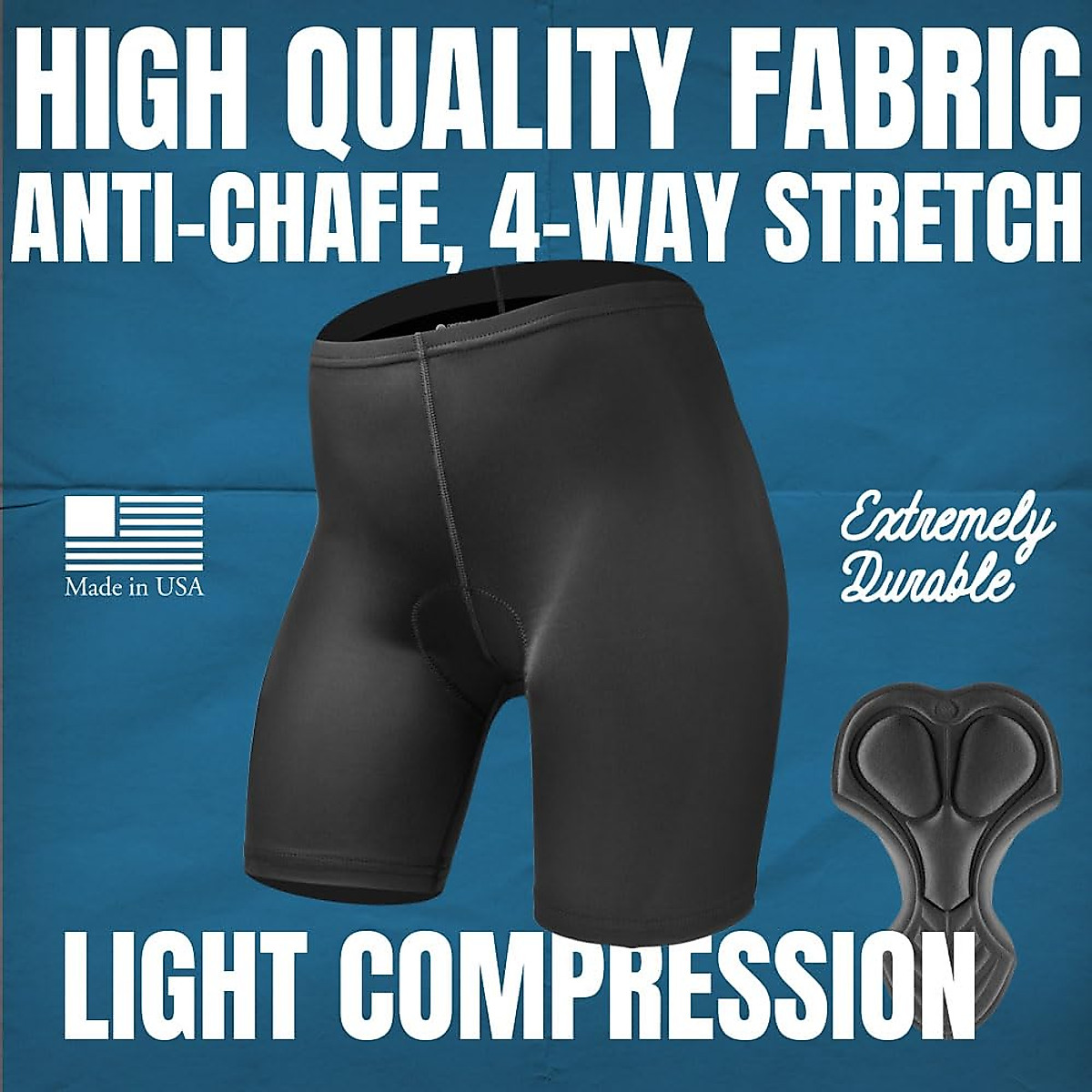 AERO|TECH|DESIGNS | Women's USA Classic Cycling Shorts | Padded Compression Short | X-Large | Royal Blue