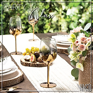 Vikko Décor Gold Ombre White Wine Glasses | Thin, Handblown Glass – Tall, Elegant Stem – Dishwasher Safe – 17.5 Ounce Cup – Great Gift Idea – Set of 12 Wine Glasses