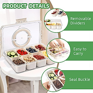 Snackle Box Container Divided Serving Tray With Lid Fruit Platters and Trays Charcuterie Boxes Clear Lids Snack Organizer Handles Entertaining Essentials Snacks Party Portable Tackle for Food 2 Pack
