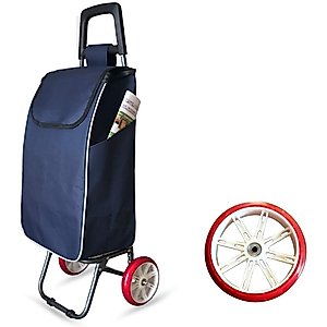 Shopping Trolley on Wheels Multi Function Shopping Cart Folding Trolley Large Capacity Light Weight Wheeled Trolley Push Cart Bag with 2 Wheels Storage Hand Trucks,Black ,