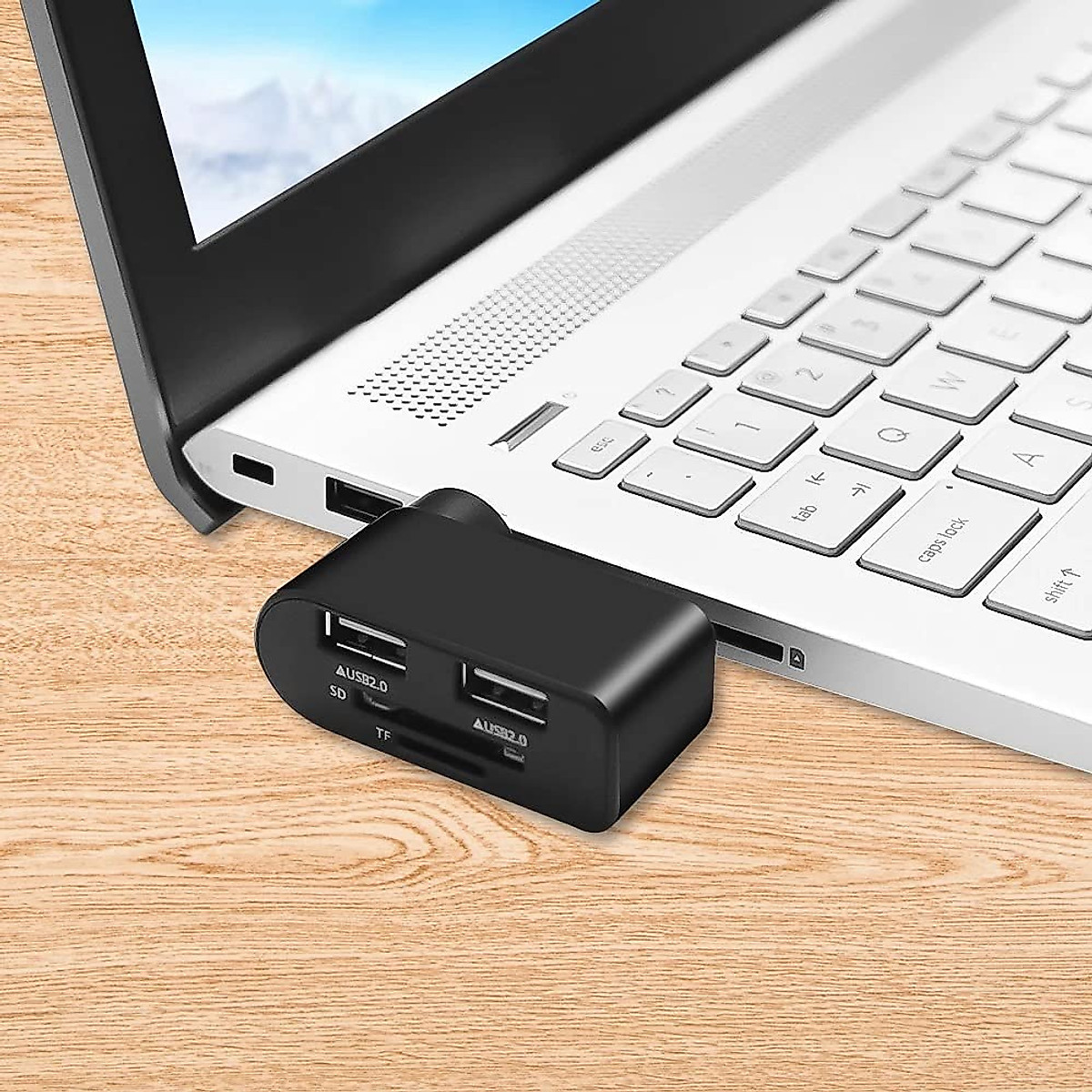 WJCCY USB Hub 2.0 SD TF Card Reader Adapter Splitter Power Interface USB Card Reader for Computer Laptop PC