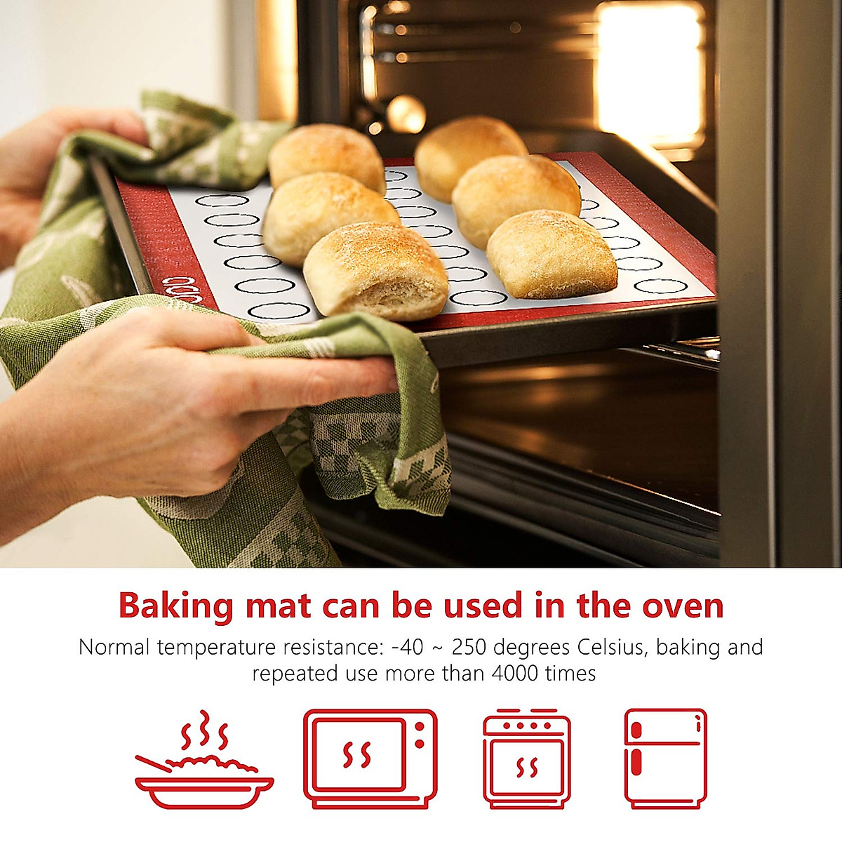 Silicone Pastry Mat 16x24 with Measurements，2 Pack Non-Stick Baking Mat Non-slip Dough Rolling Mat, Reusable Silicone Counter Mat for Making Cookies,Macarons,Bread and Pastry