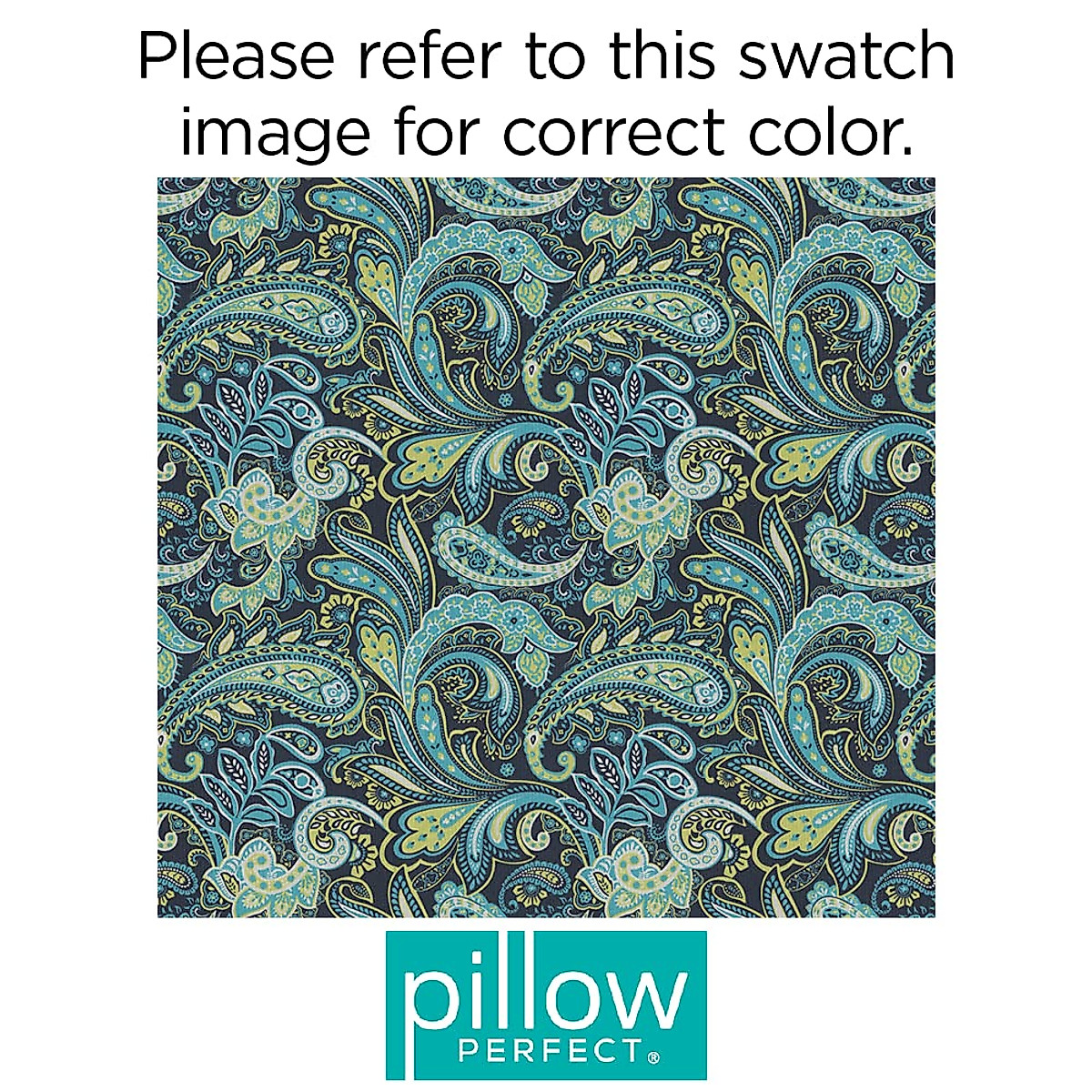 Pillow Perfect Paisley Indoor/Outdoor Split Back Chaise Lounge Cushion with Ties, Plush Fiber Fill, Weather, and Fade Resistant, 72.5" x 21", Blue/Green Pretty,