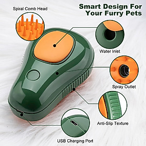 3-in-1 Steam Brush for Cat and Dog Deshedding - Portable Pet Hair Removal Tool for Indoor Shedding, Grooming Supplies
