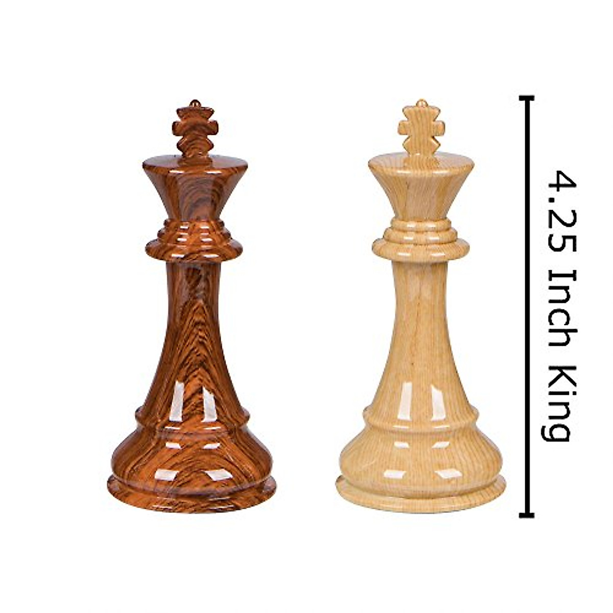 Abigail Chess Inlaid Wood Folding Board Game with Pieces, Extra Large 21 Inch Set