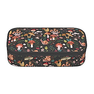 Aoojanu Mushrooms Snails Butterflies Large Pencil Case With Zipper Compartments Stationery Pencil Bag For Kids Teens Students School Supplies